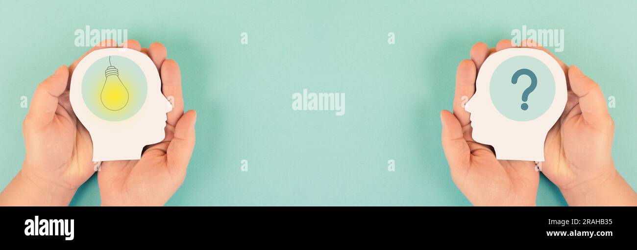 Brain with light bulb and mind with a question mark, creative ...