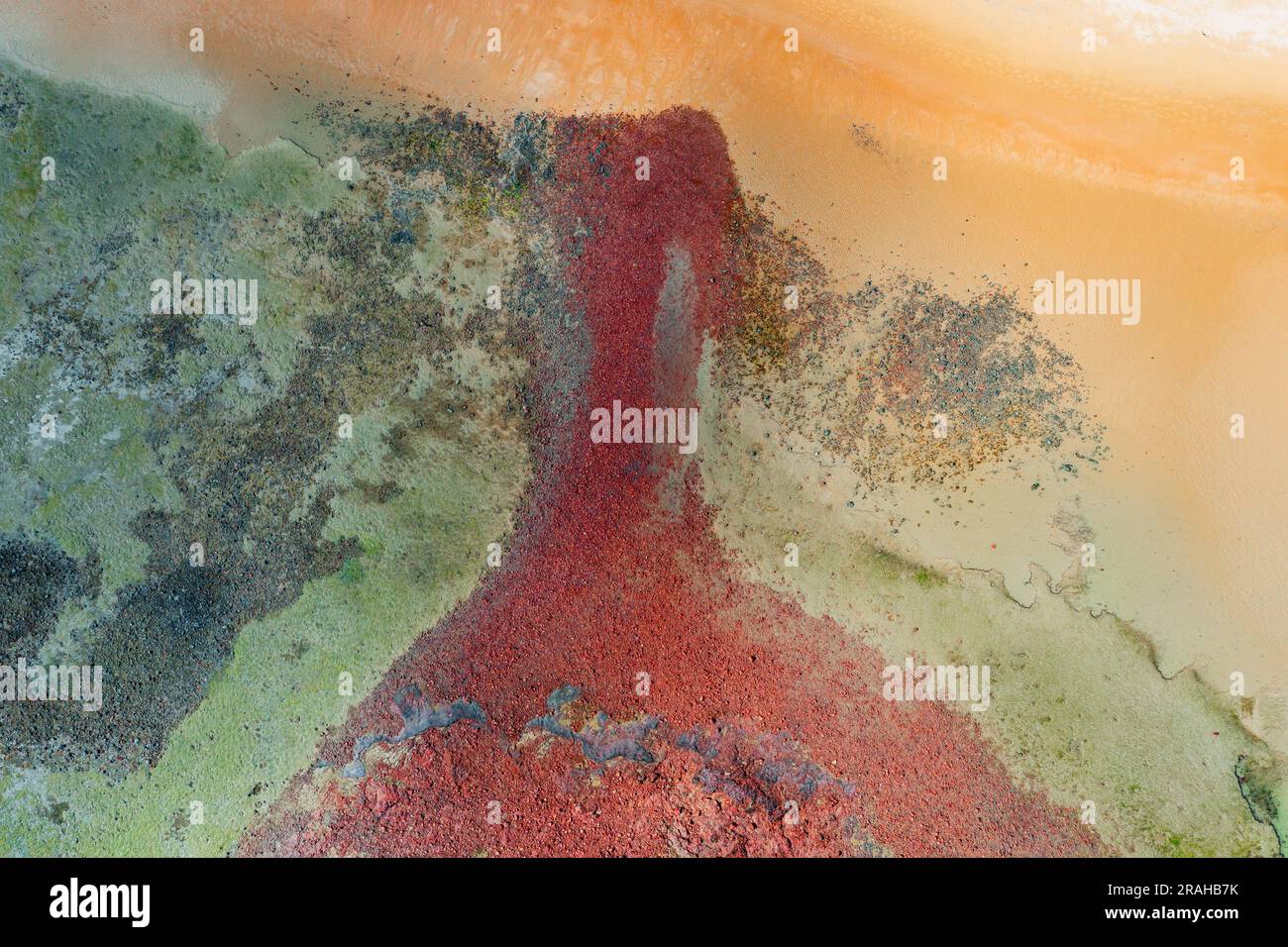 Aerial view of coloured rocks off a coastal beach on Phillip Island in ...