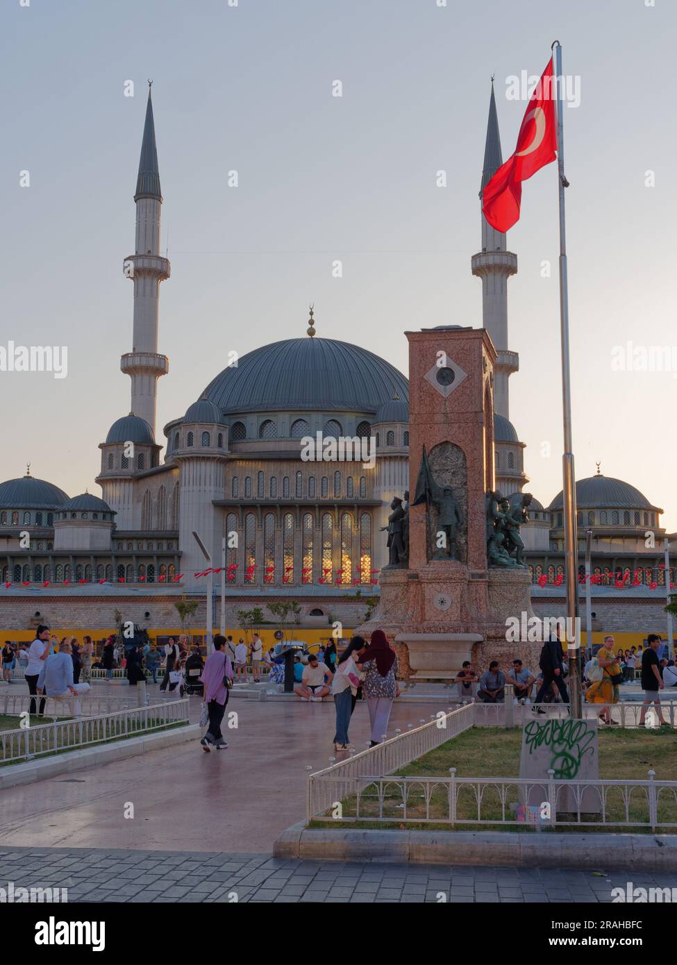 Taksim Square, Republic Monument and the Taksim Mosque in Istanbul ...