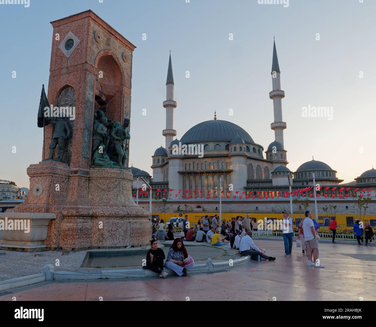 Taksim Square, Republic Monument and the Taksim Mosque in Istanbul ...