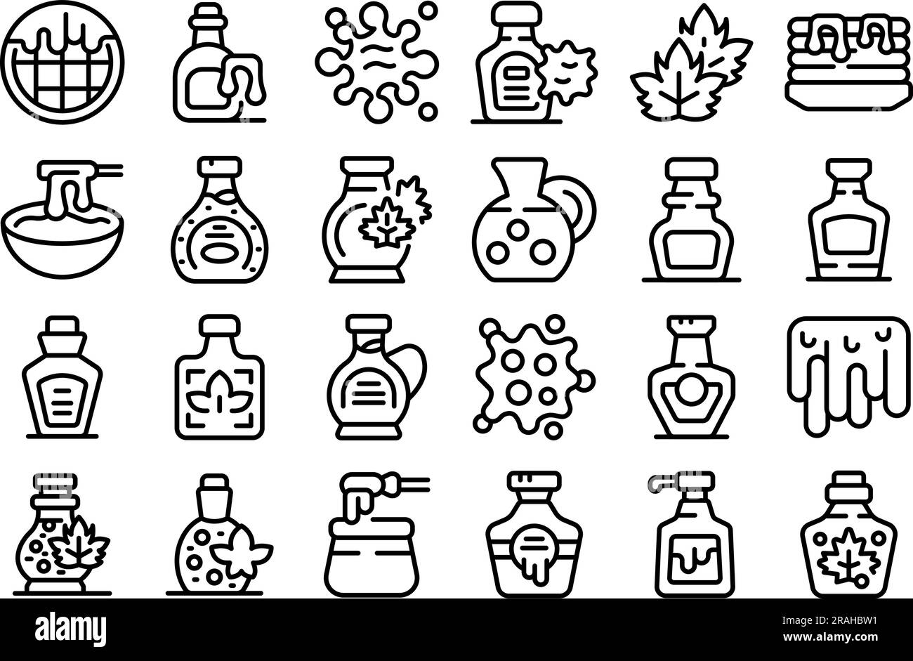 Maple syrup icons set outline vector. Stack kitchen. Leaf cookery Stock ...