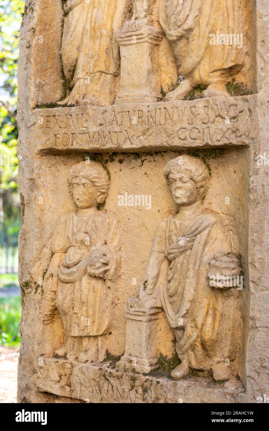 Carved Roman stones in Djemila museum in Setif, Algeria. UNESCO world ...