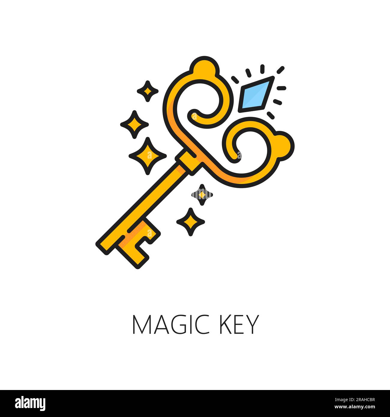 Magic key witchcraft and magic icon. Enchanting vector skeleton key ...