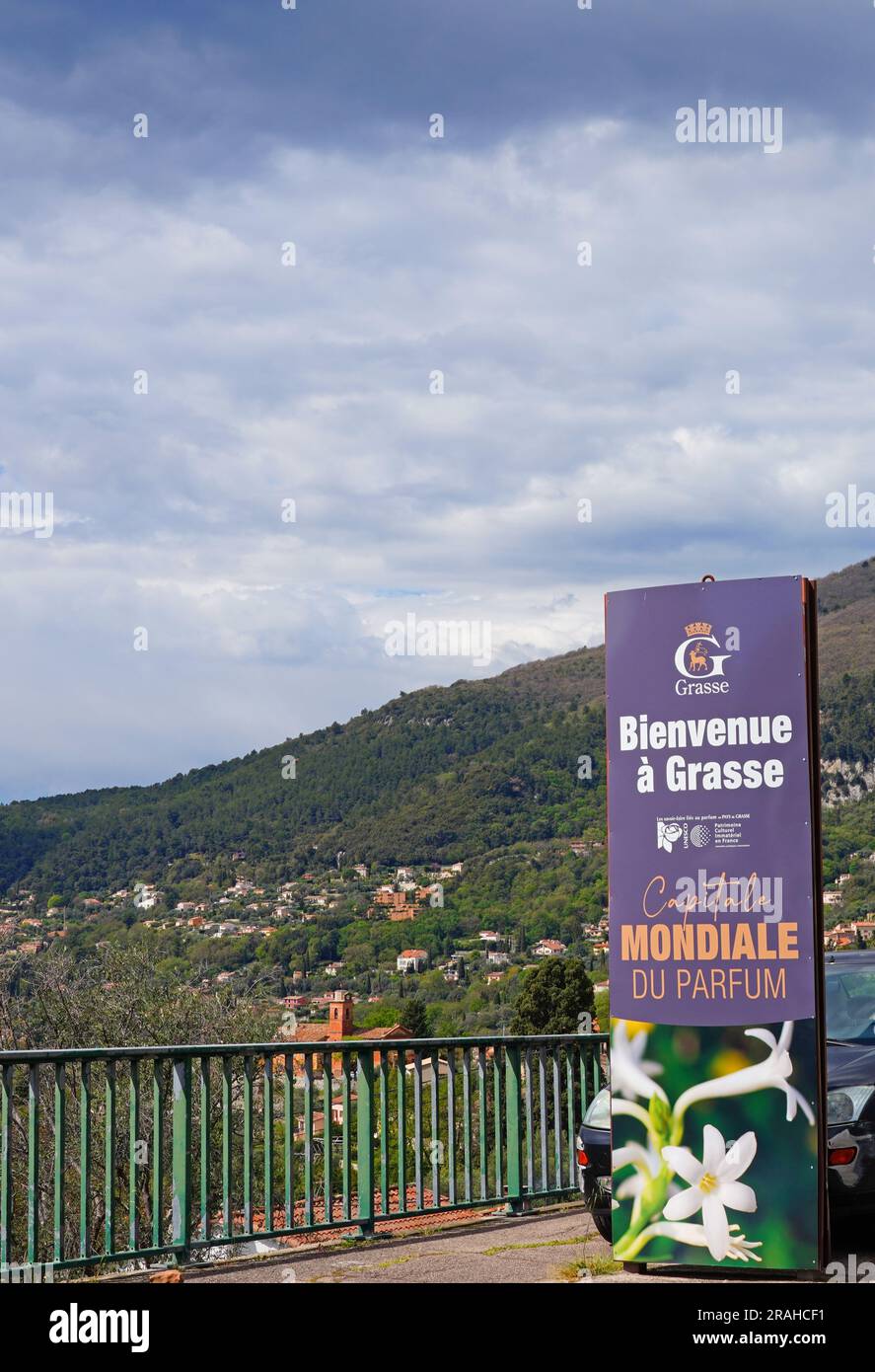 GRASSE, FRANCE -17 APR 2023- View of the town of Grasse, Provence Cote ...