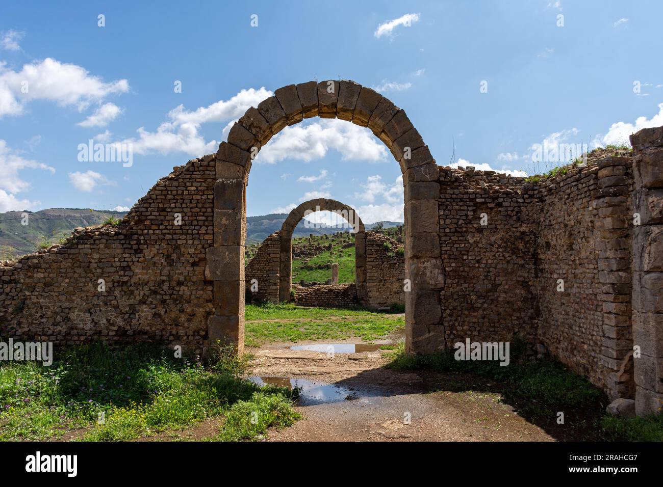 Roman arches in the ancient town of Cuicul in Djemila, Setif, Algeria ...