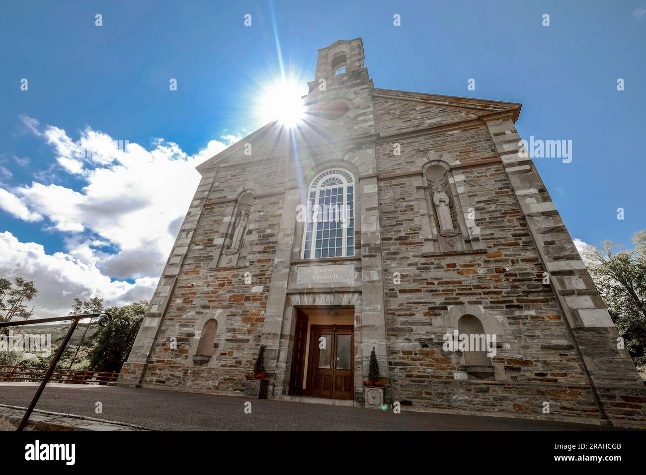 Exterior low angle view of St. Finbarr's Roman Catholic Church. Bantry ...