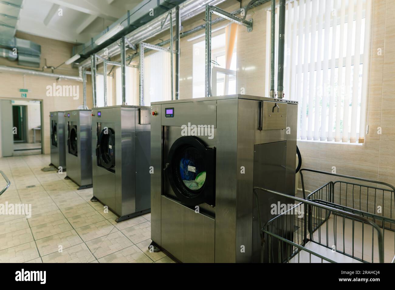 Industrial wash machine for washing a big amount of textiles Stock ...