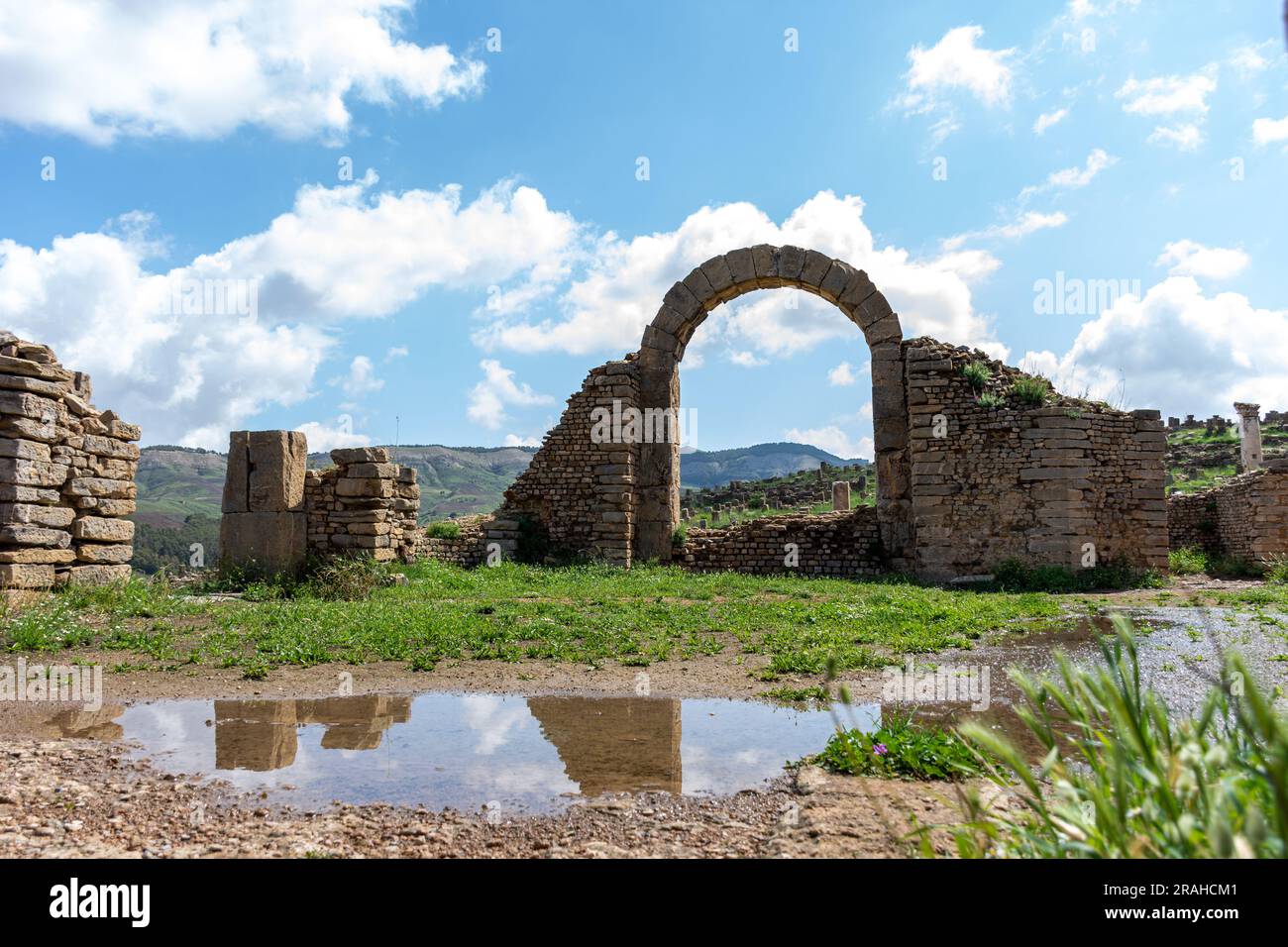 Roman arches in the ancient town of Cuicul in Djemila, Setif, Algeria ...