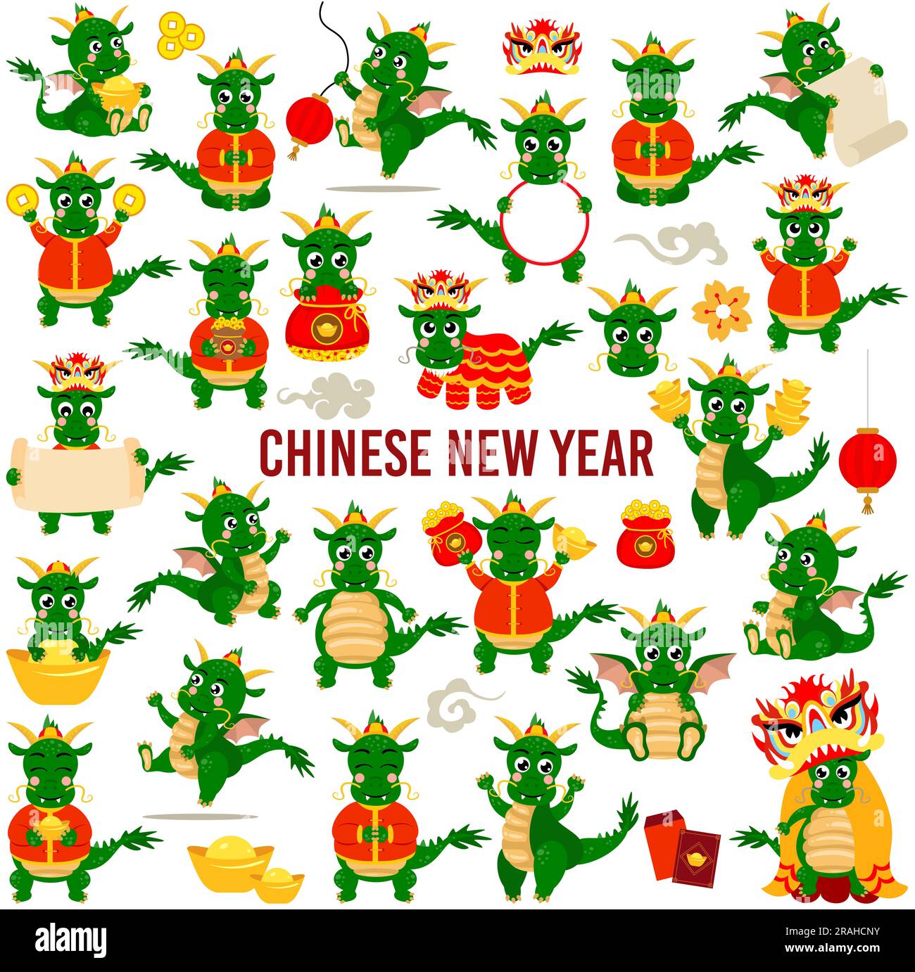 Fun package of green dragon Chinese New Year party with set digital ...