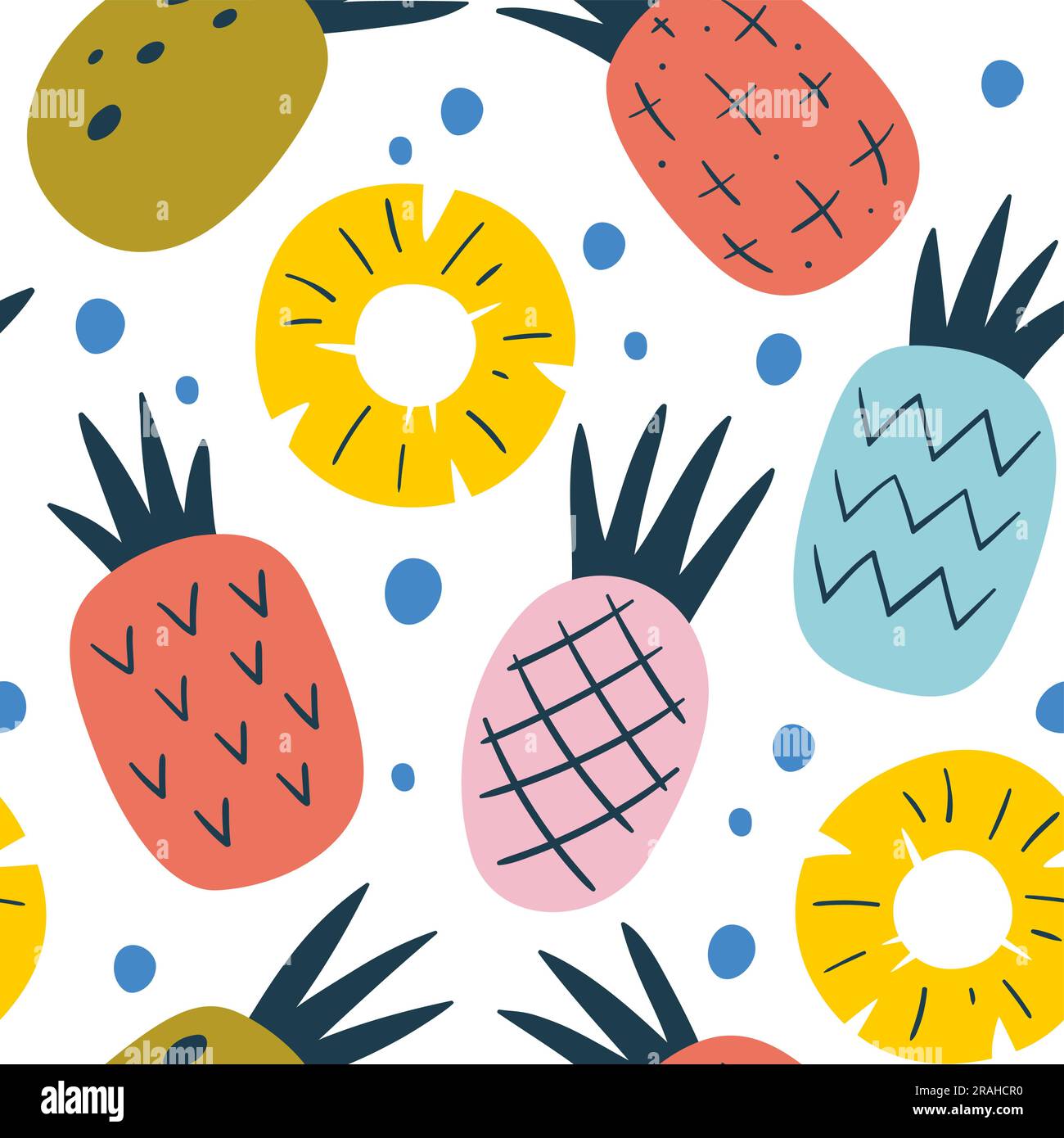 Pineapple fruit seamless pattern. Square repeat pattern, with ... Pineapple fruit seamless pattern. Square repeat pattern, with ...