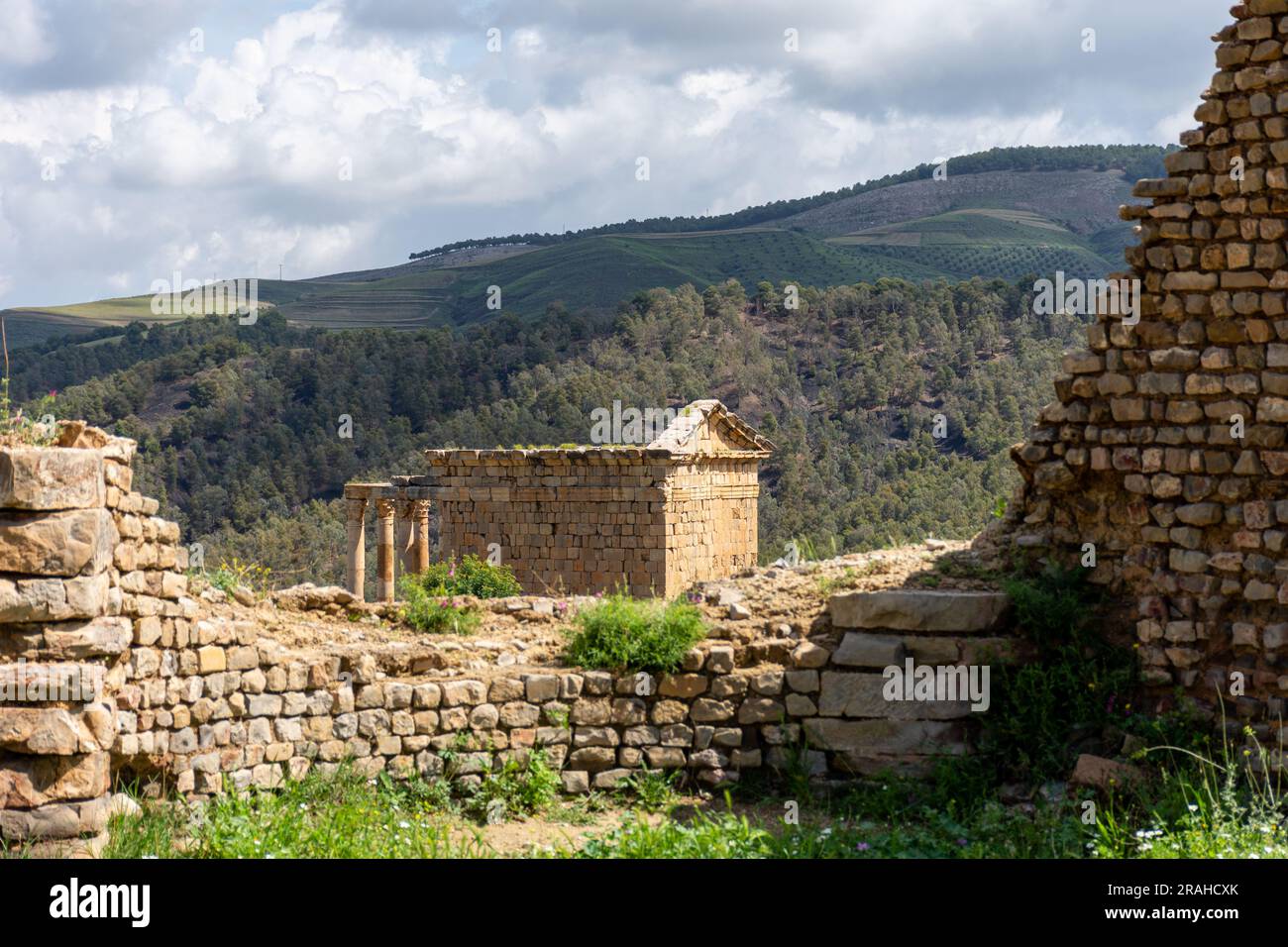View of a Roman temple in the ancient town of Cuicul in Algeria. UNESCO ...