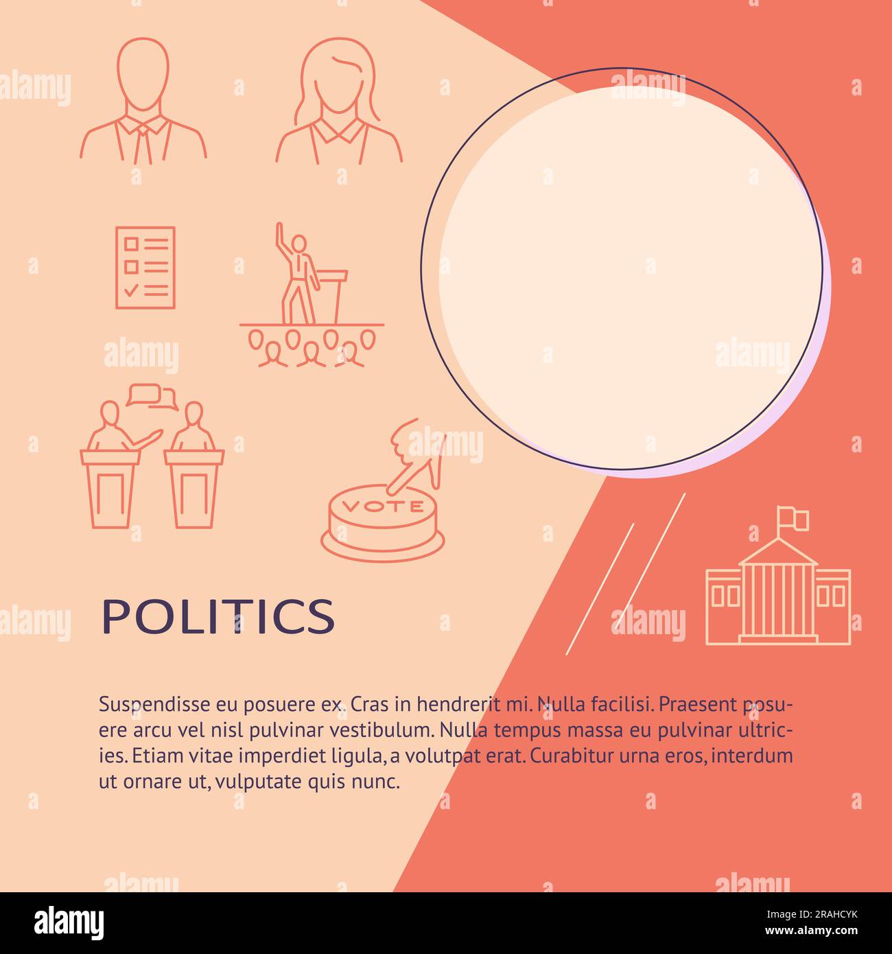 Politics banner template in line style with place for text. Political ...