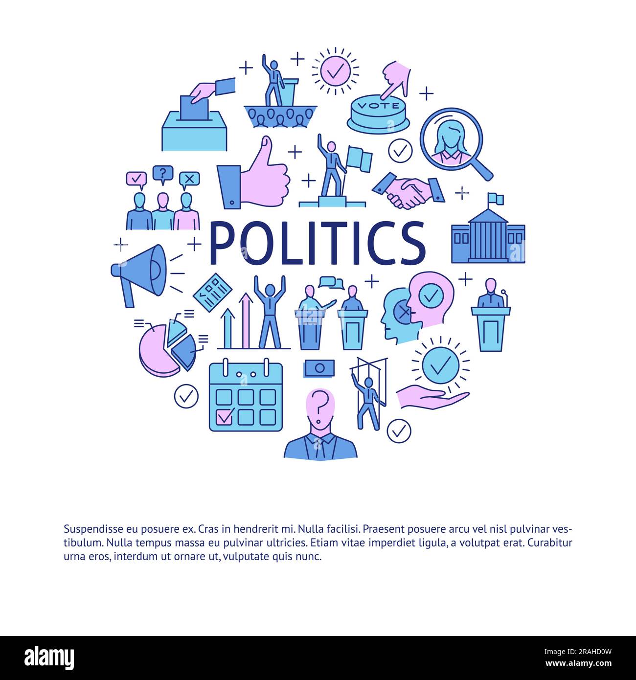 Politics and elections round banner with place for text. Political ...