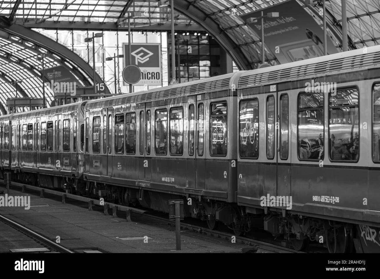 Berlin, Germany - April 19, 2023 : View of a train at the central rail ...