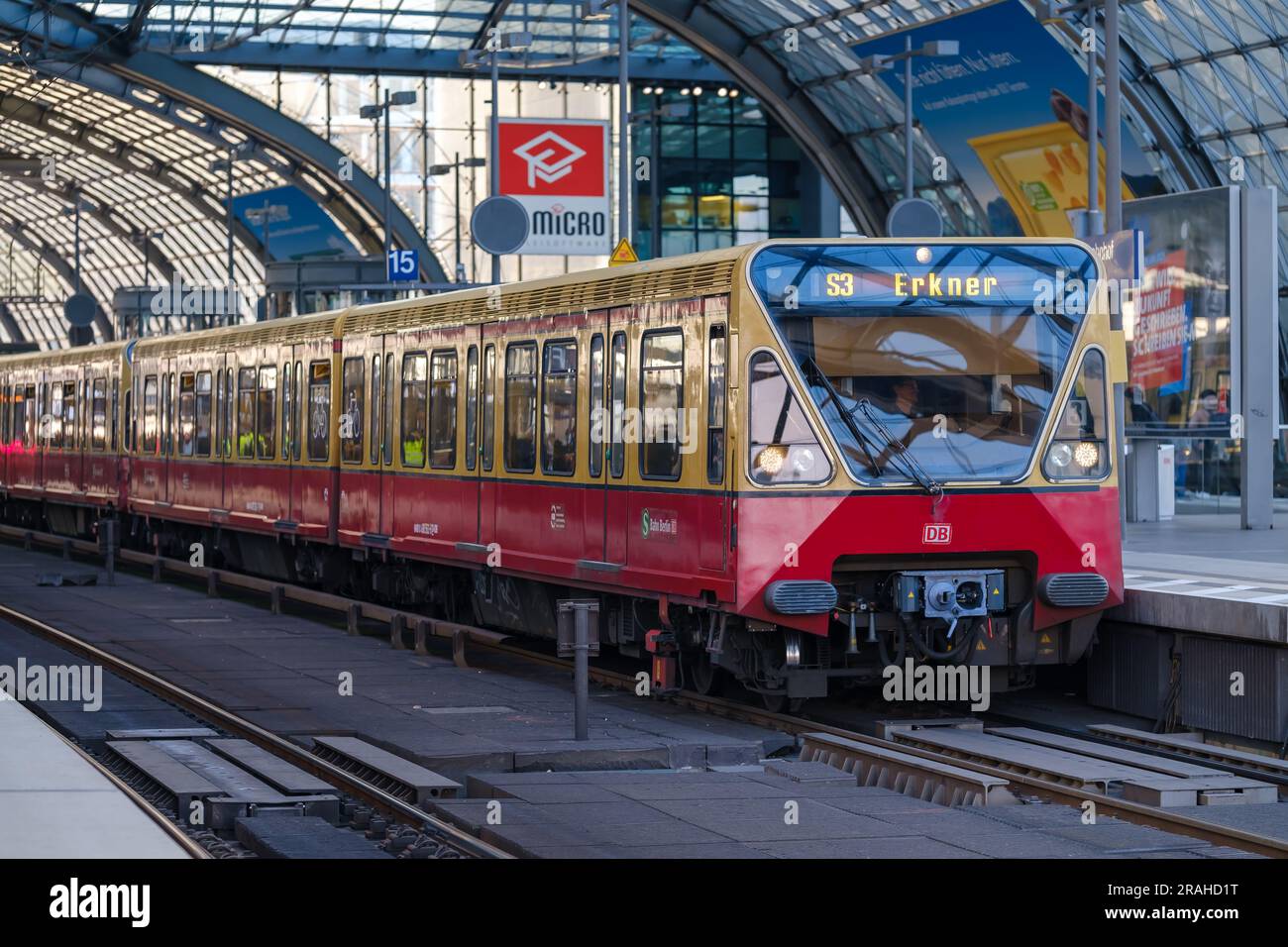 Berlin, Germany - April 19, 2023 : View of a train at the central rail ...