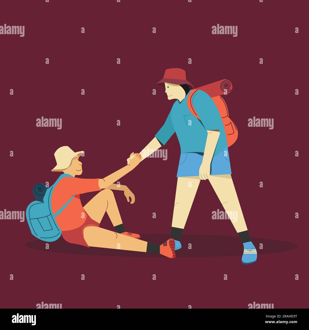 Men's flat art design character traveling and friendship concept ...