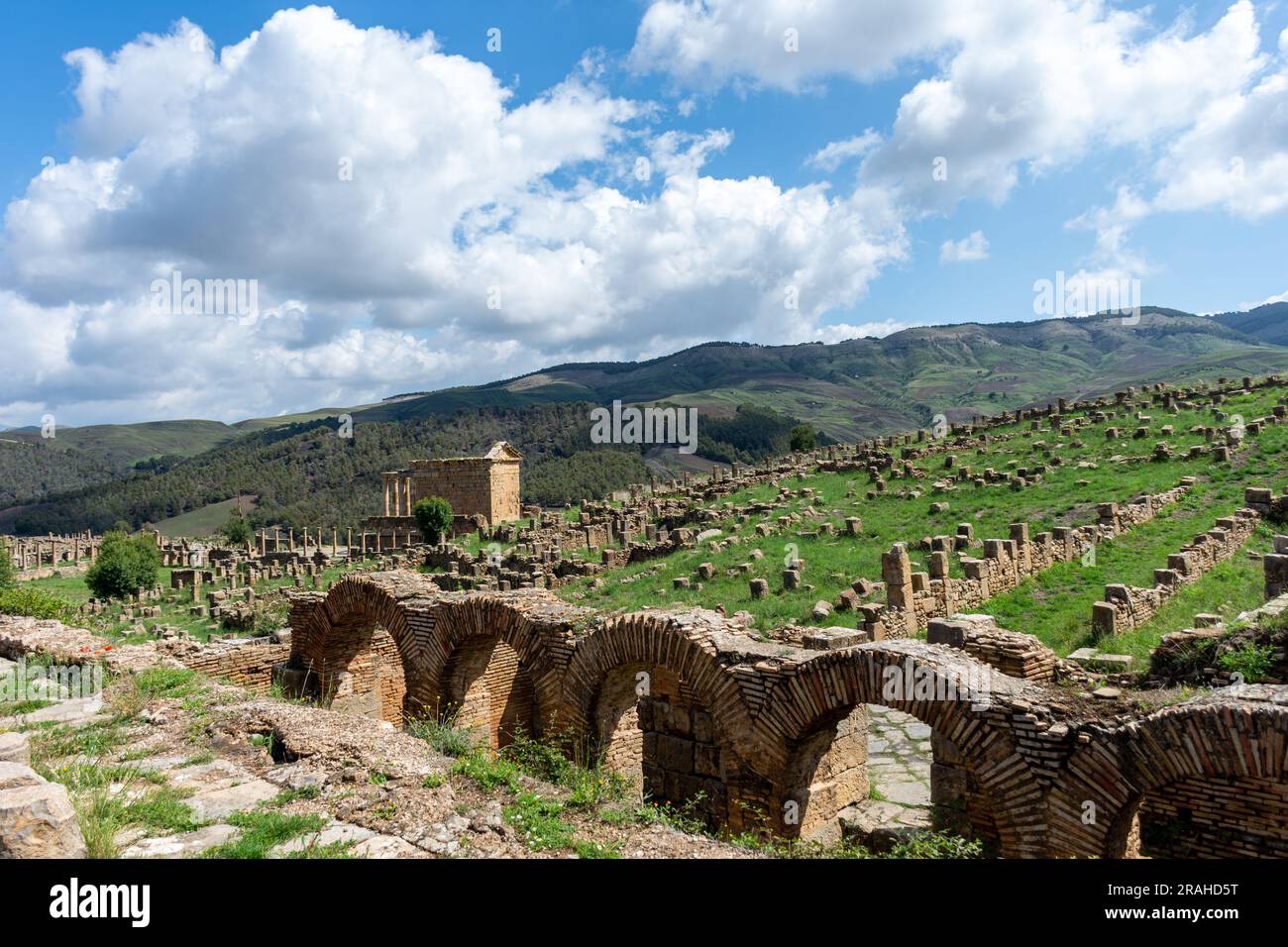 View of a Roman temple in the ancient town of Cuicul in Algeria. UNESCO ...