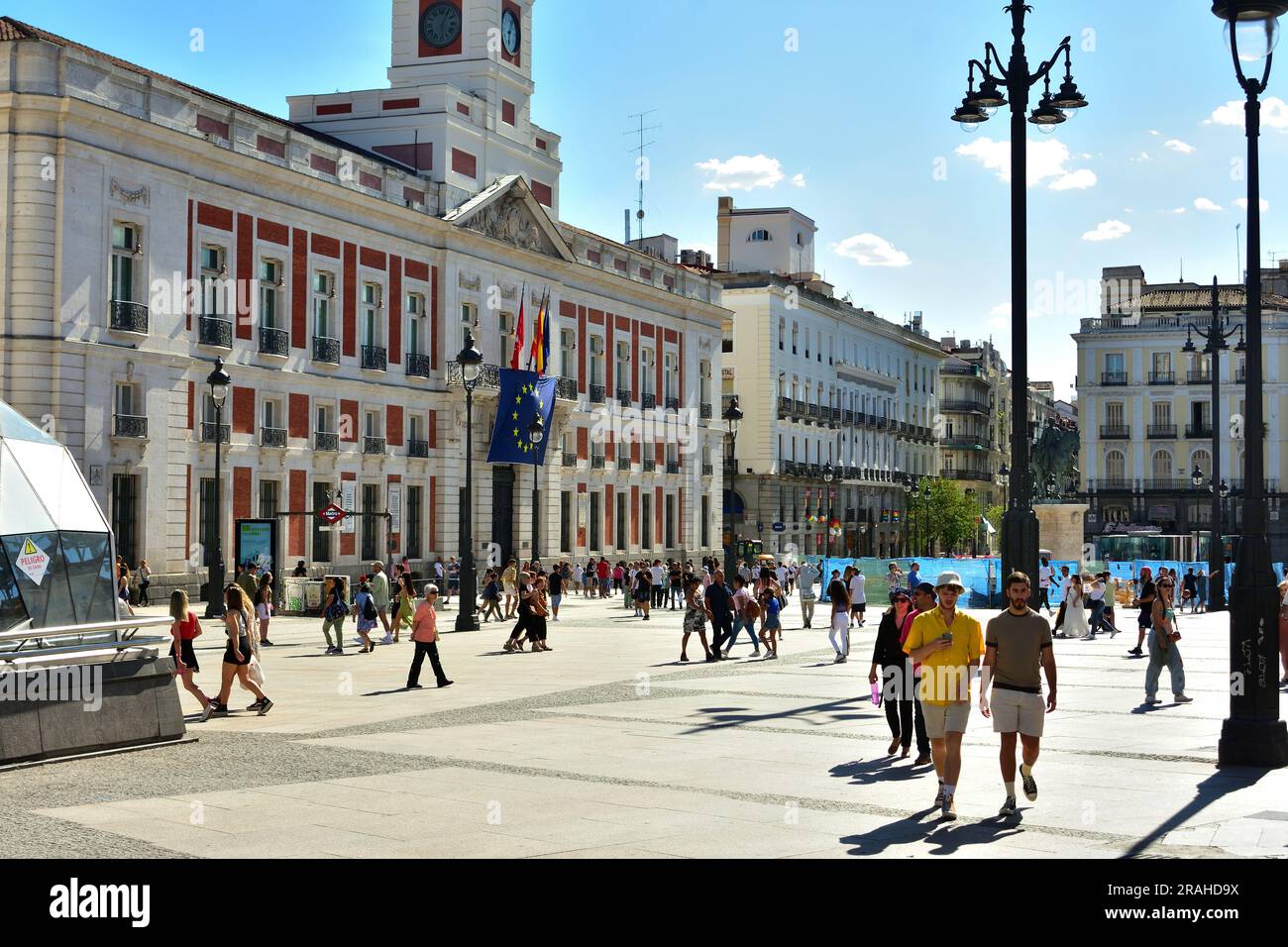 People walking in Madrid Puerta del Sol square. July 1, 2023 Stock ...
