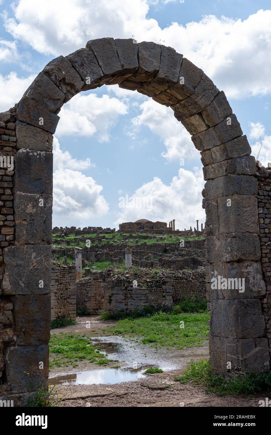 Roman arches in the ancient town of Cuicul in Djemila, Setif, Algeria ...
