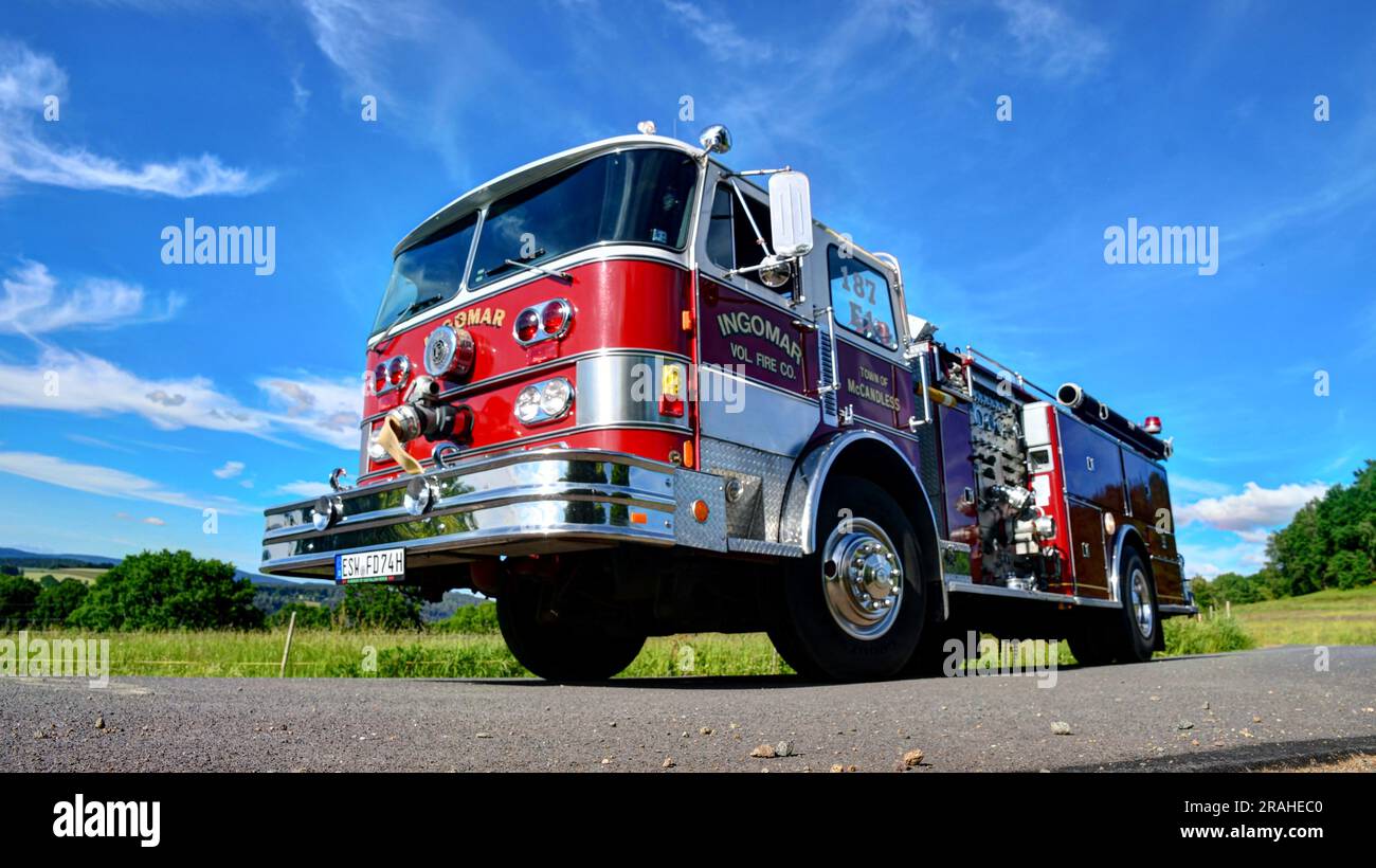 Historisches Feuerwehrfahrzeug HPC Fire Truck - Ingomar Stock Photo - Alamy