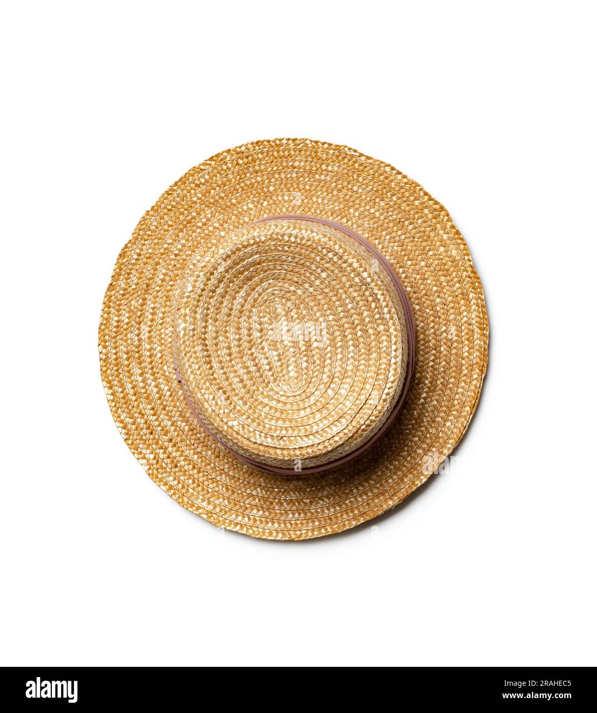 Straw hat isolated on white background top view Stock Photo - Alamy