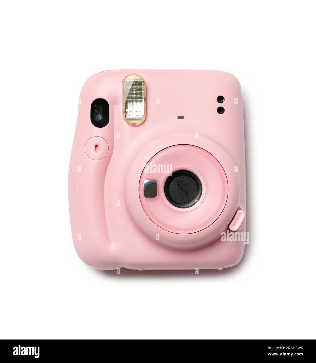 Pink camera isolated on white background top view Stock Photo - Alamy