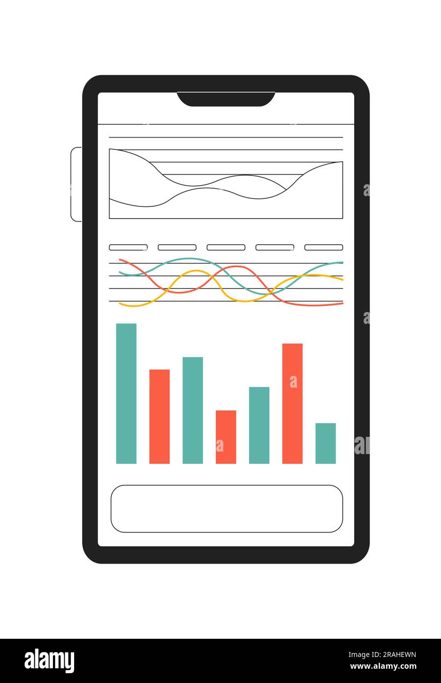Smartphone screen with diagram monochrome flat vector object Stock ...