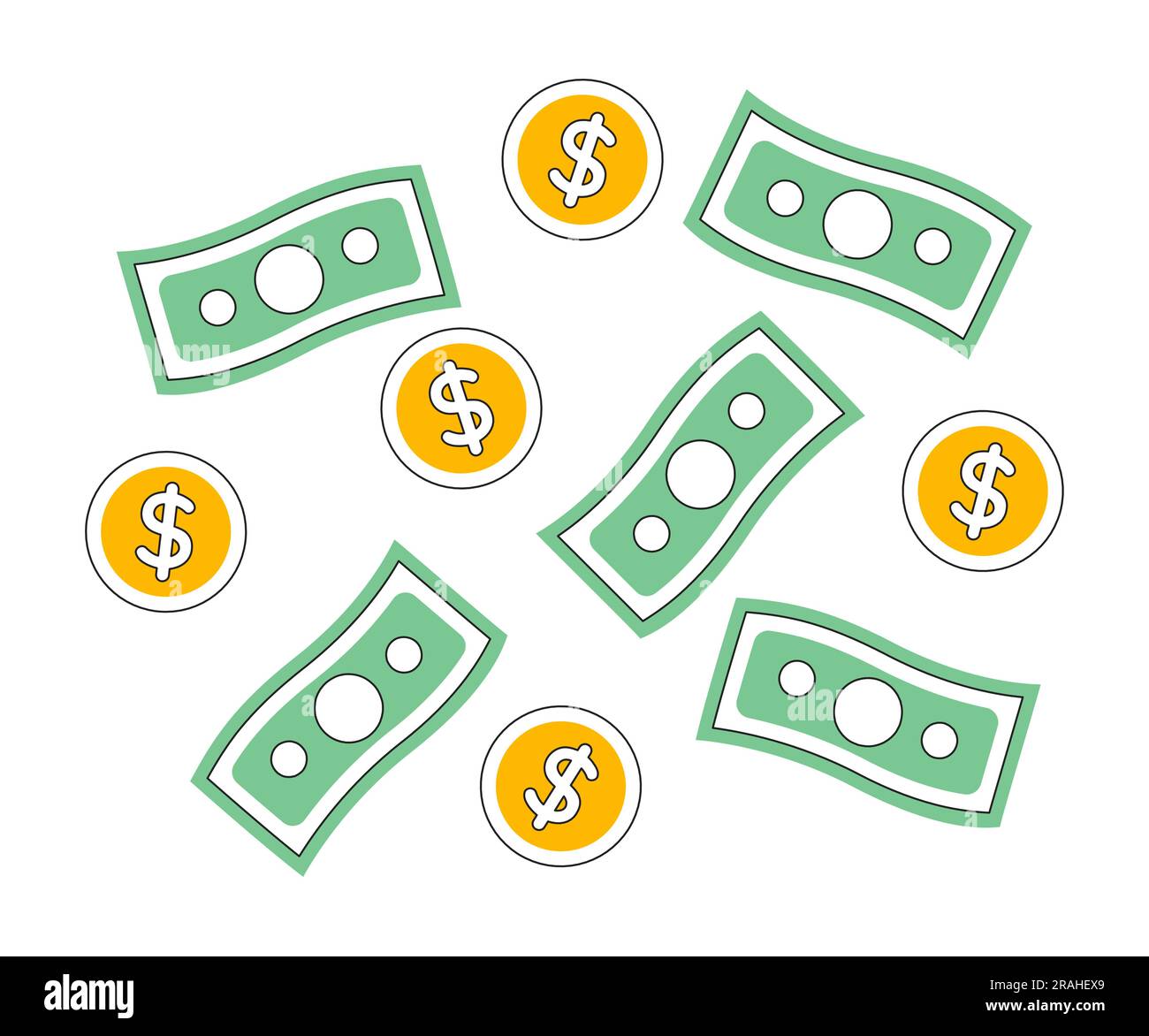 Cash and golden coins monochrome flat vector object Stock Vector Image ...