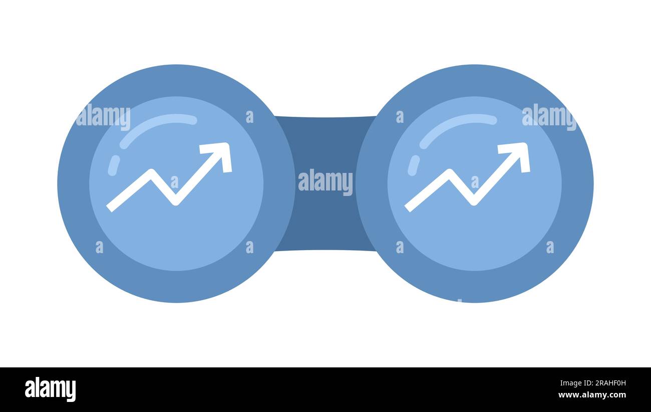 Profit arrows up diagram in binoculars semi flat colour vector object ...