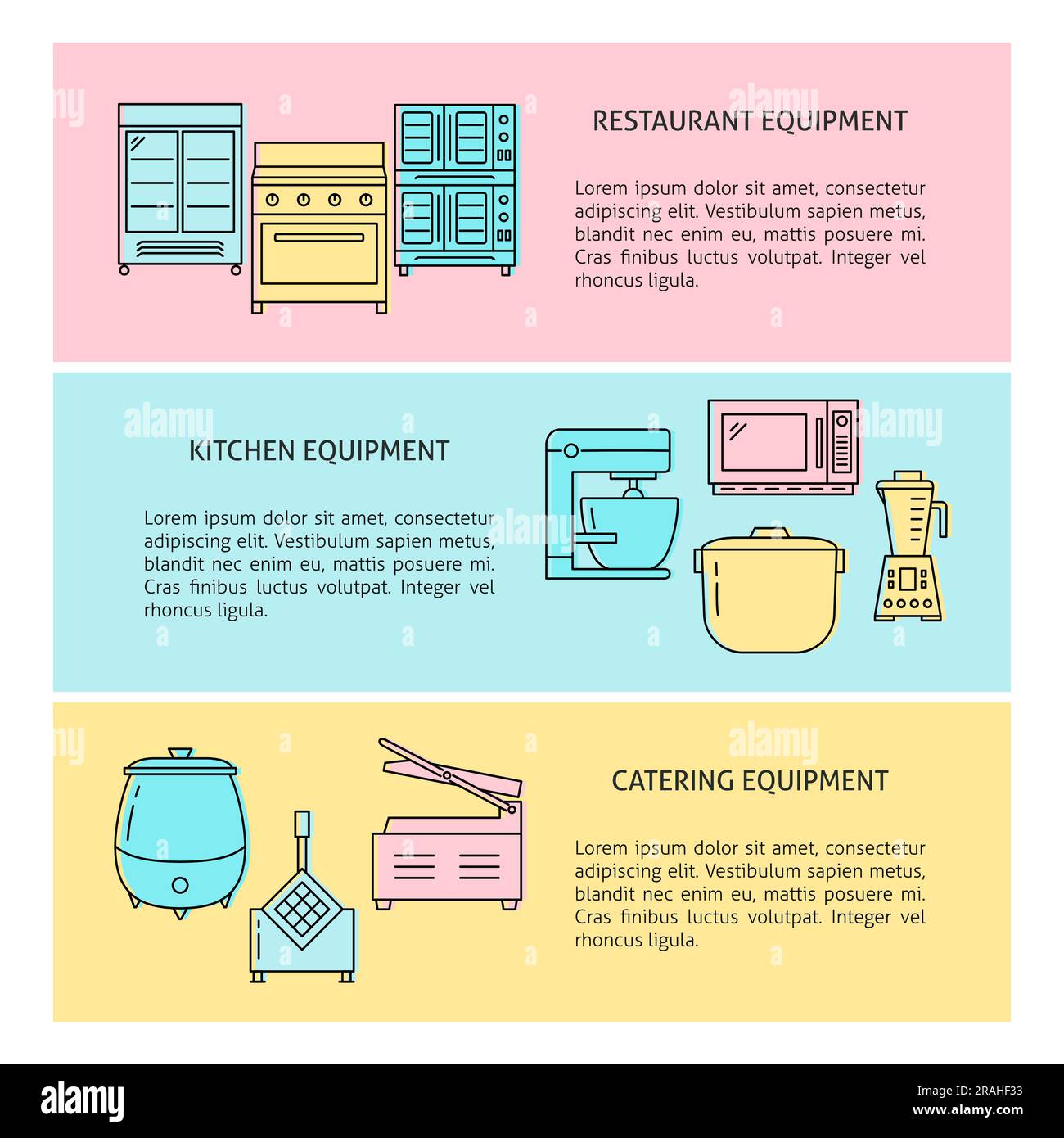 Professional cooking equipment banner templates with place for text ...