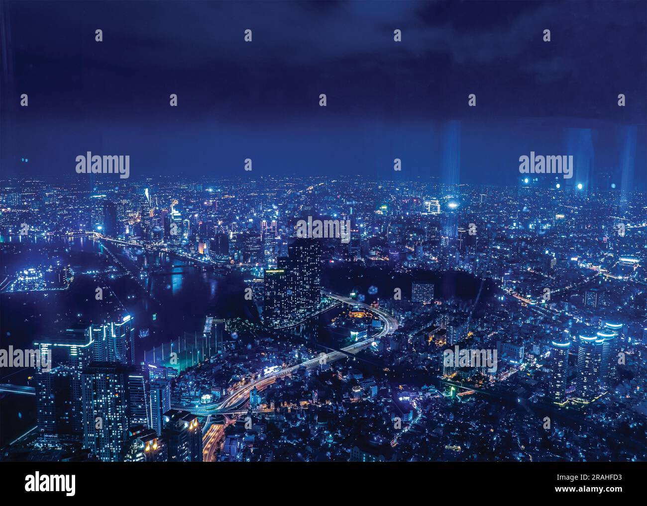 An overview of the city at night Stock Photo - Alamy