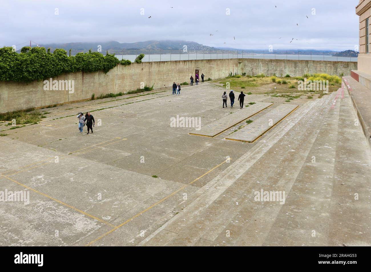 Recreation Yard next to the dining hall with a view of the bay and ...