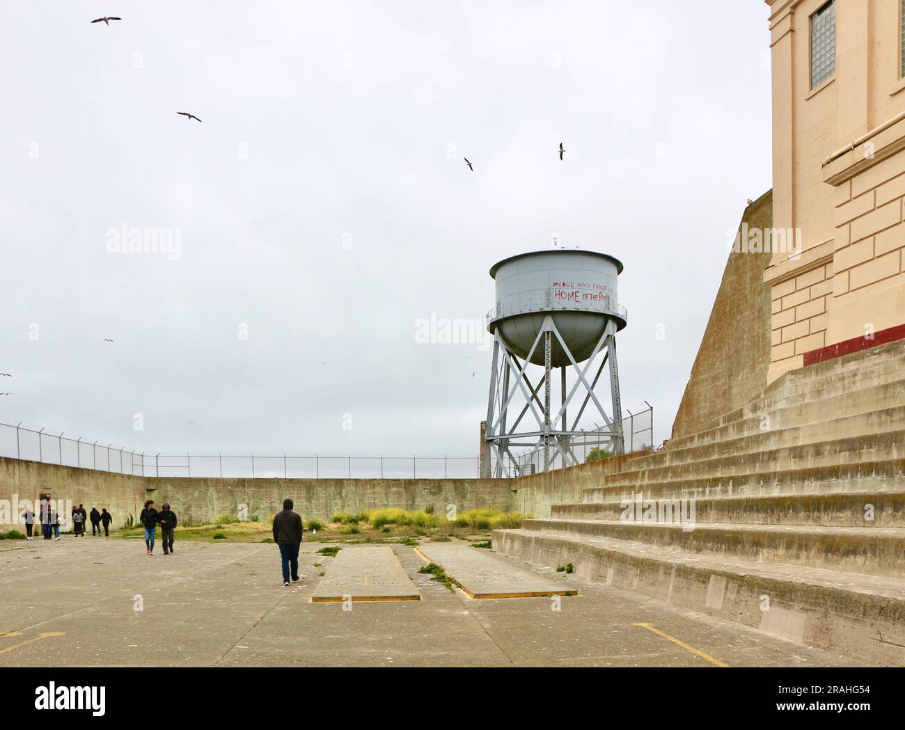 Recreation Yard next to the dining hall with the water tower and ...