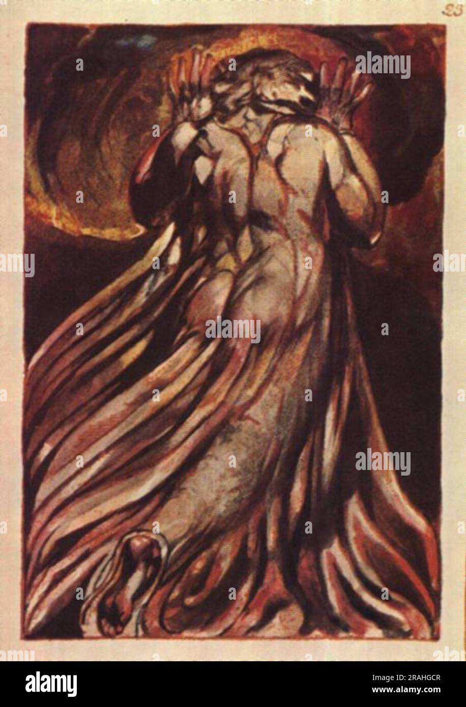 A white haired man in a long, pale robe who flees from us with his ...