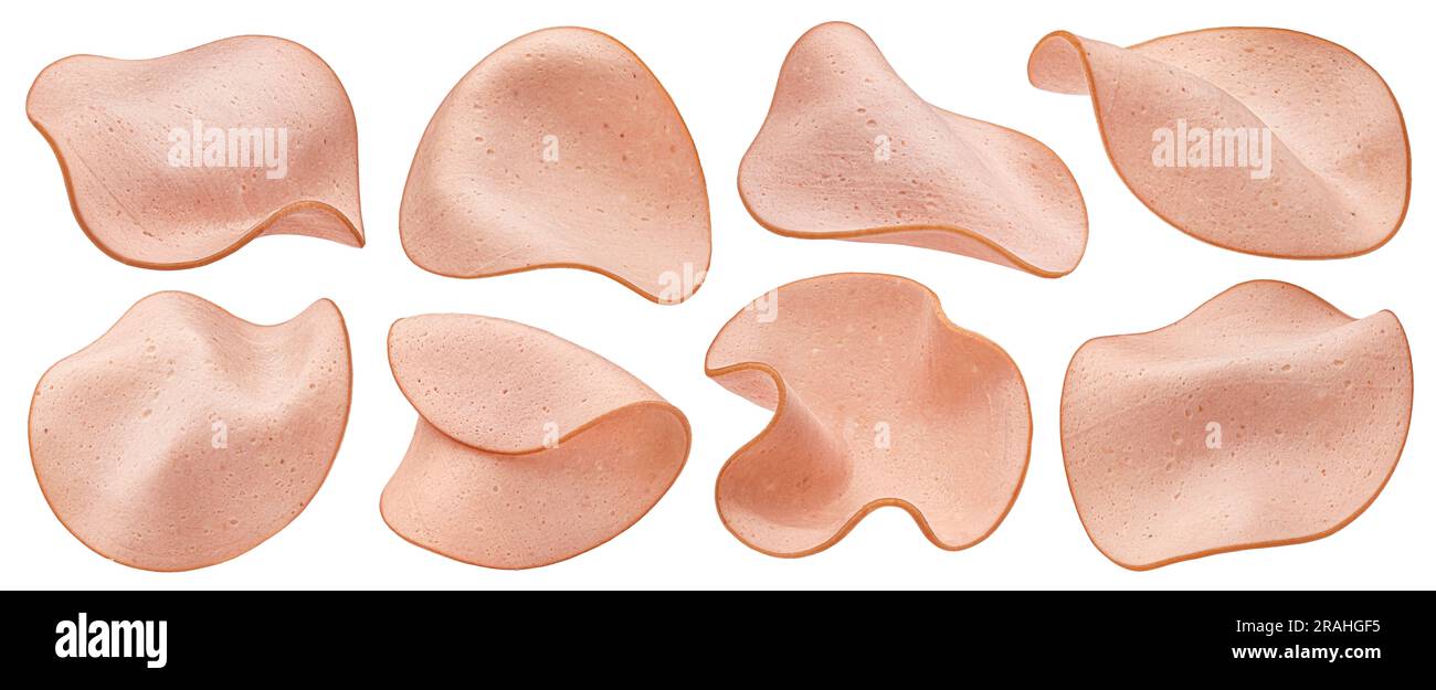 Sausage slices isolated on white background Stock Photo - Alamy