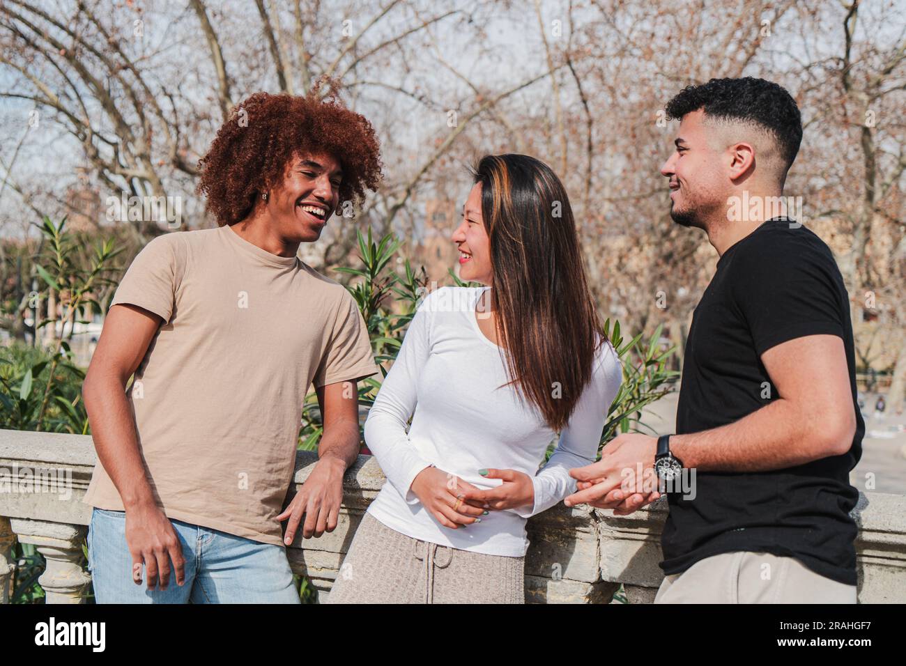 smiling group of young high school students of different ethnicities ...
