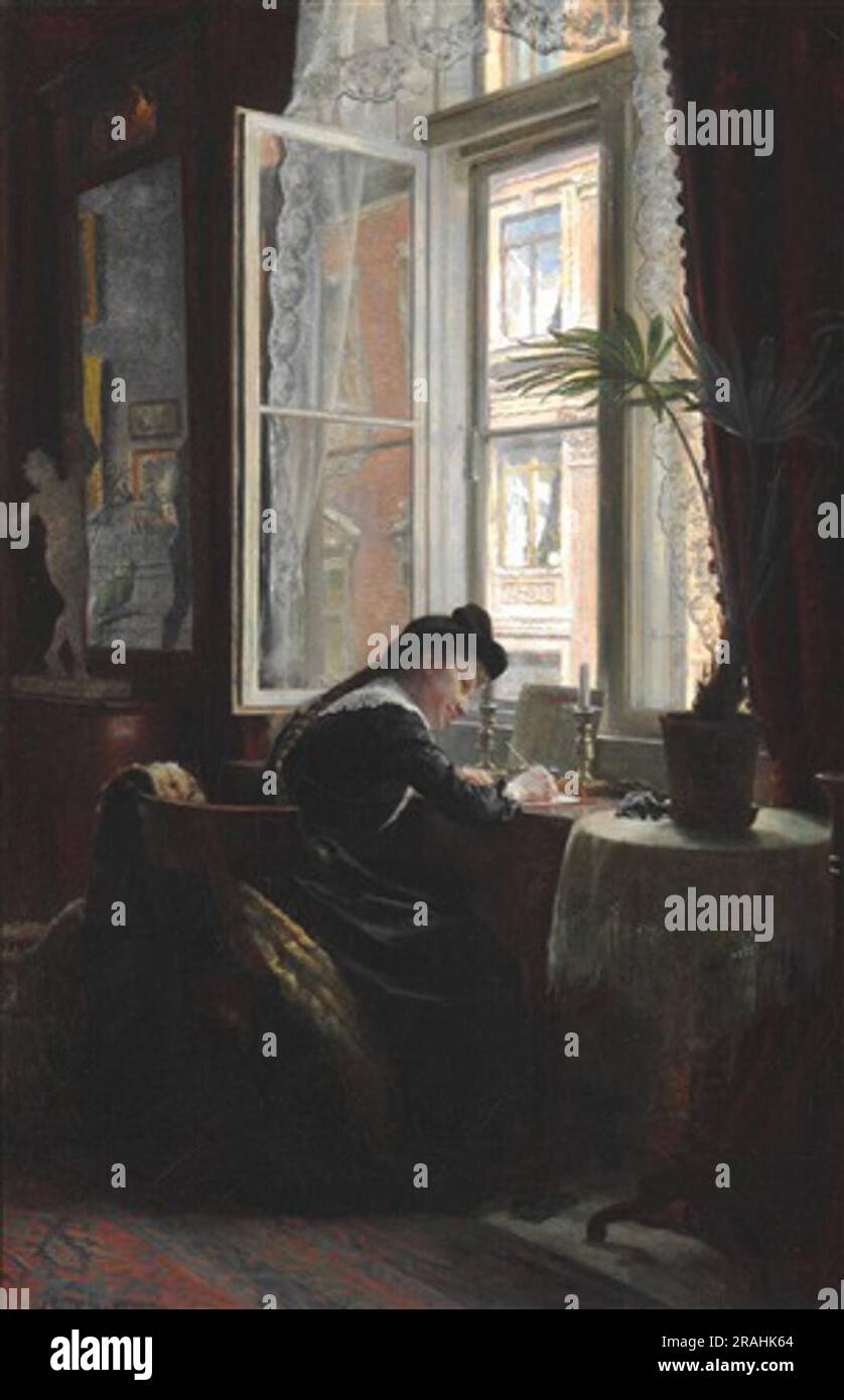 A young girl writes a letter 1888 by Carl Bloch Stock Photo - Alamy