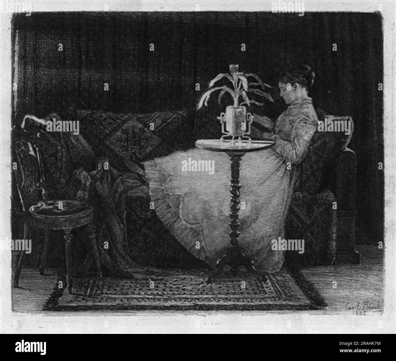 Reading lady 1882 by Carl Bloch Stock Photo - Alamy
