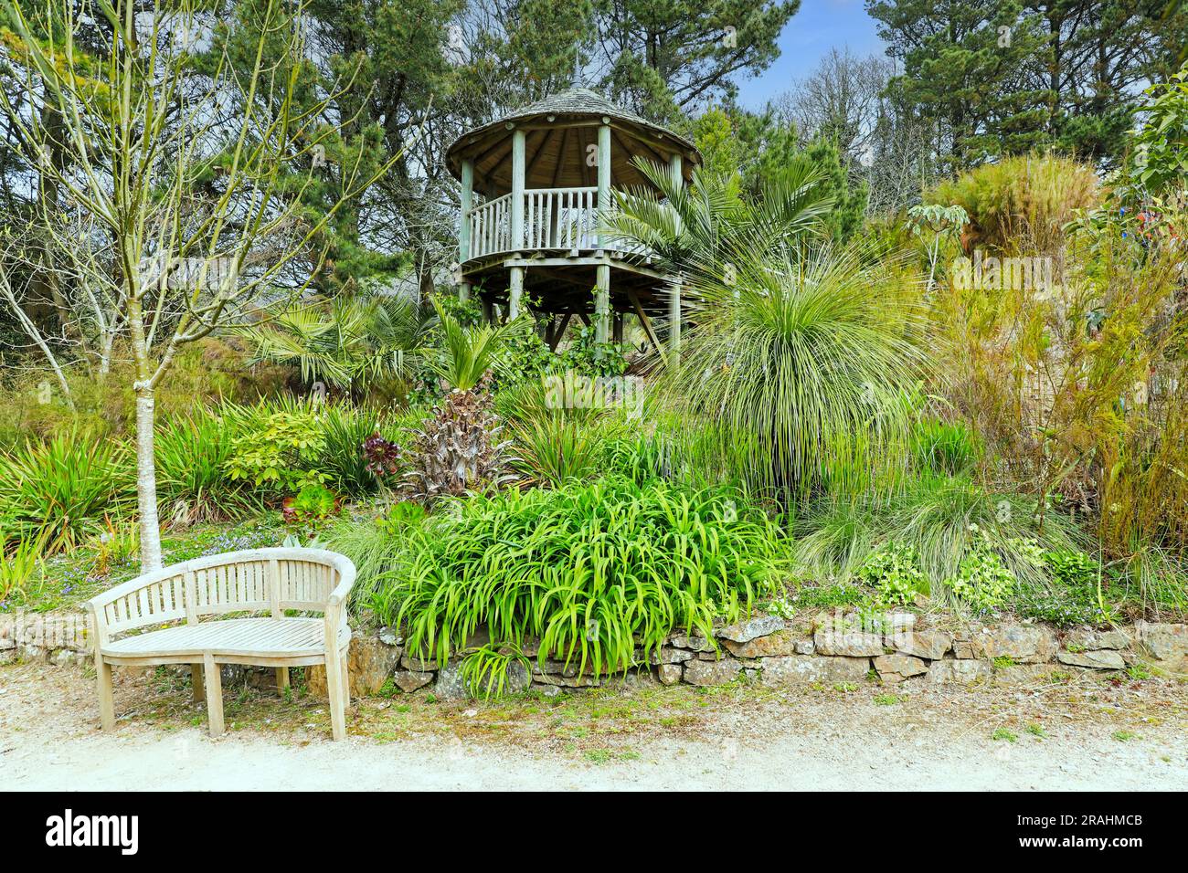The observation tower at Tremenheere Sculpture Gardens near Penzance ...