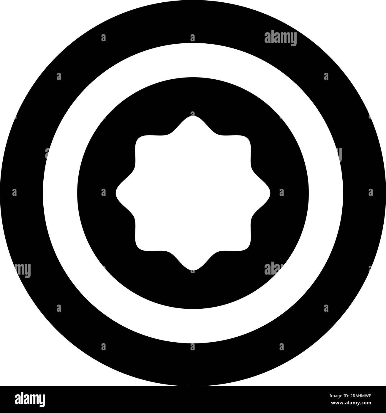 Rubber gasket puck under rounded octagon in circle icon in circle round ...