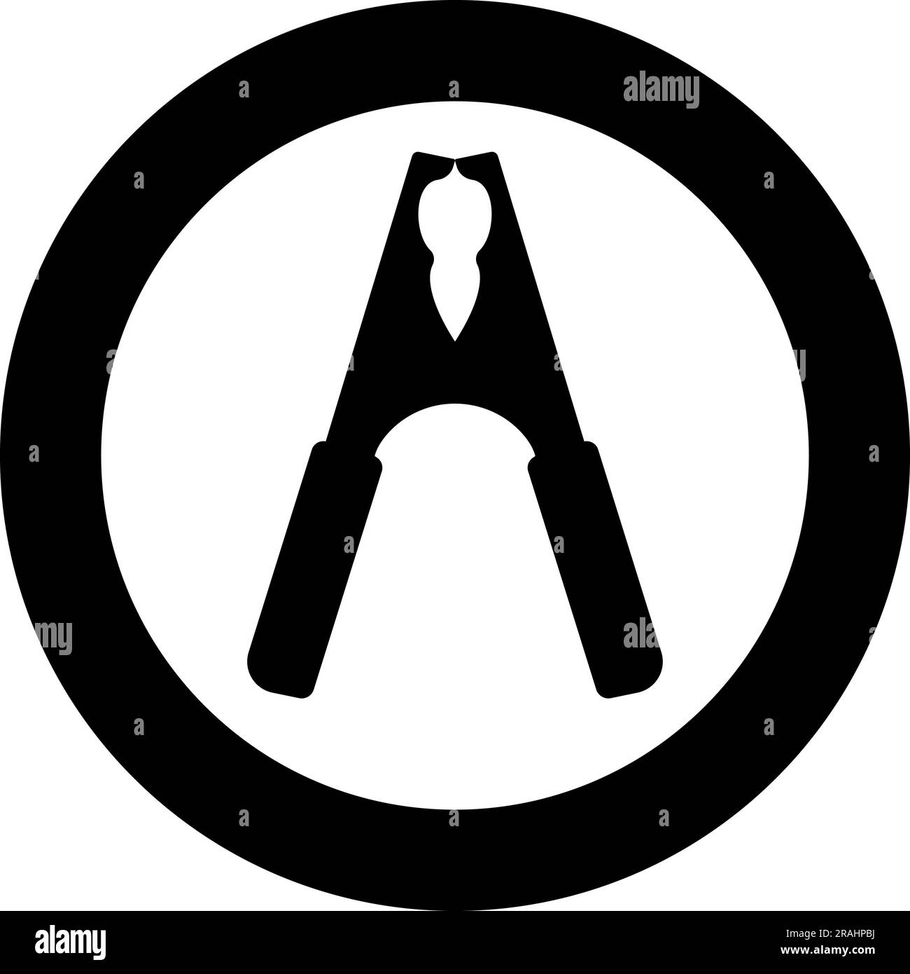 Electrical clip terminal to battery car crocodile shape icon in circle ...