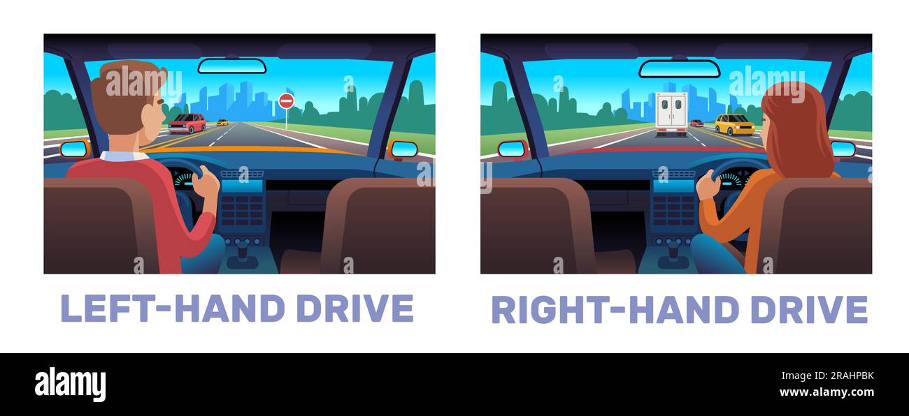 Differences between right handed and left handed driving. Man and woman ...