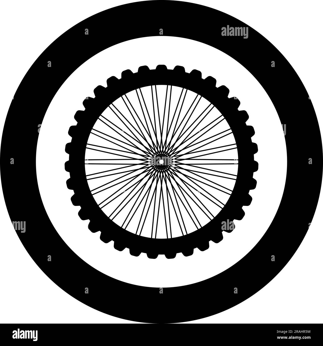Bike Wheel Bicycle Bike Motorcycle Icon In Circle Round Black Color