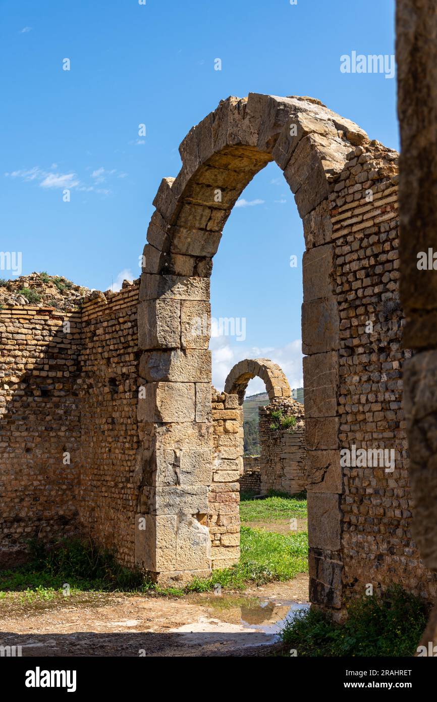 Roman arches in the ancient town of Cuicul in Djemila, Setif, Algeria ...