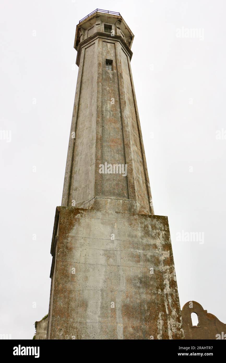 Concrete Alcatraz Island Lighthouse Tapered octagonal tower with ...