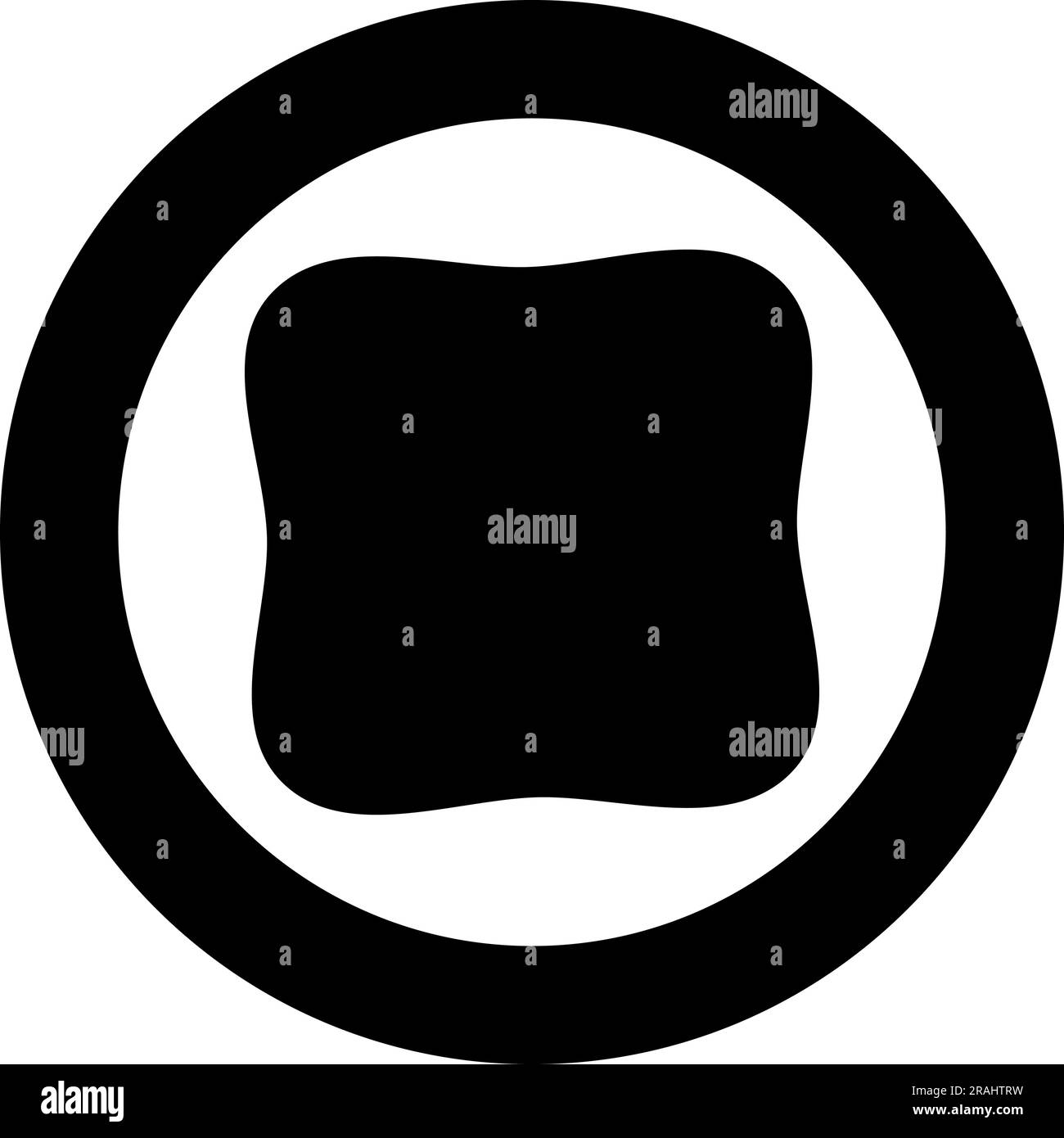 Square have rounded corners rectangle shape icon in circle round black ...