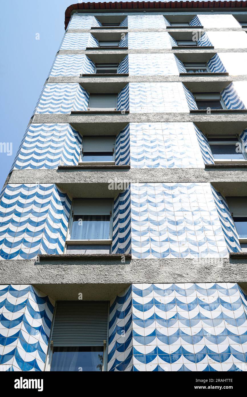 residental building with modern blue and white tile Stock Photo - Alamy