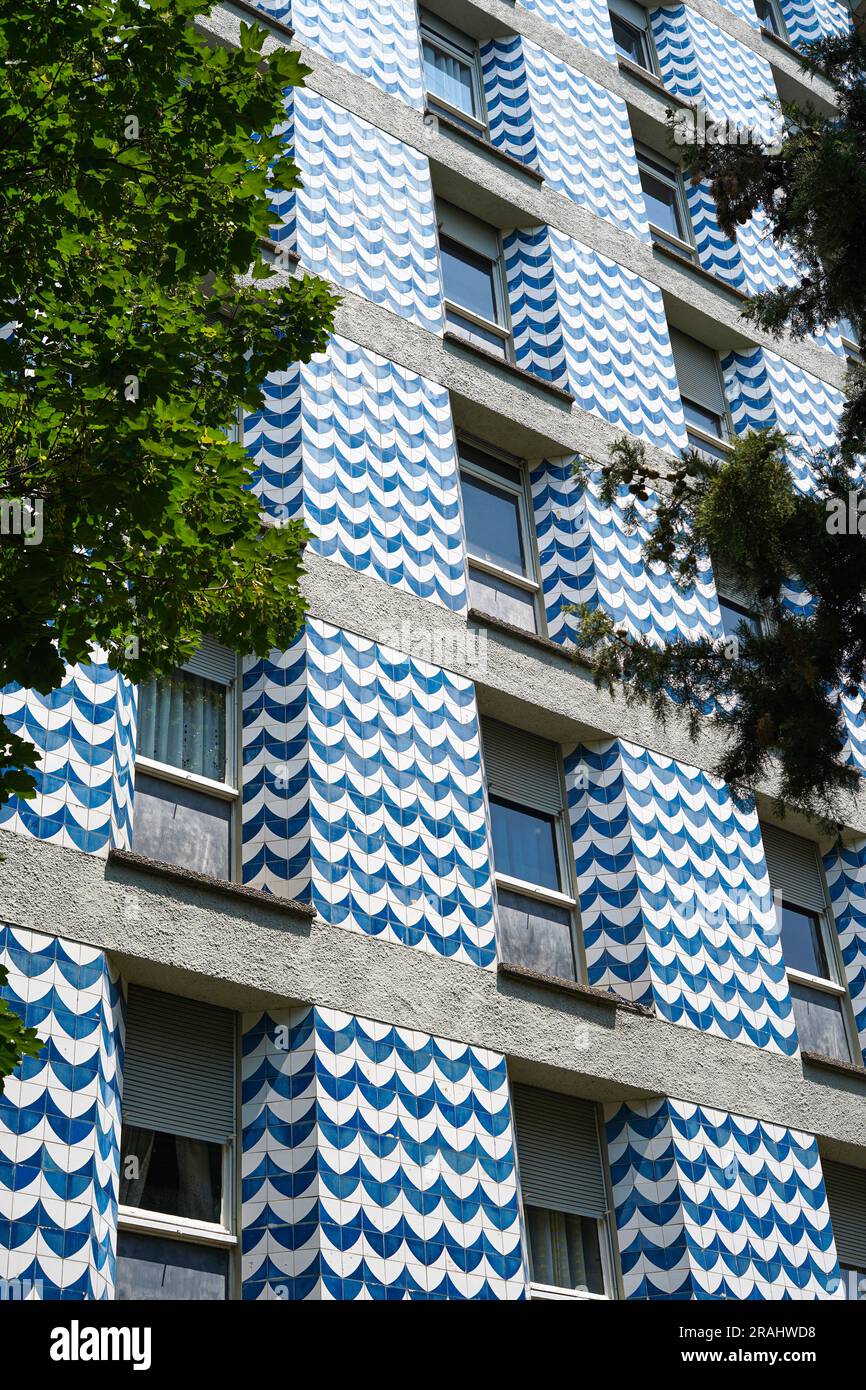 residental building with modern blue and white tile Stock Photo - Alamy