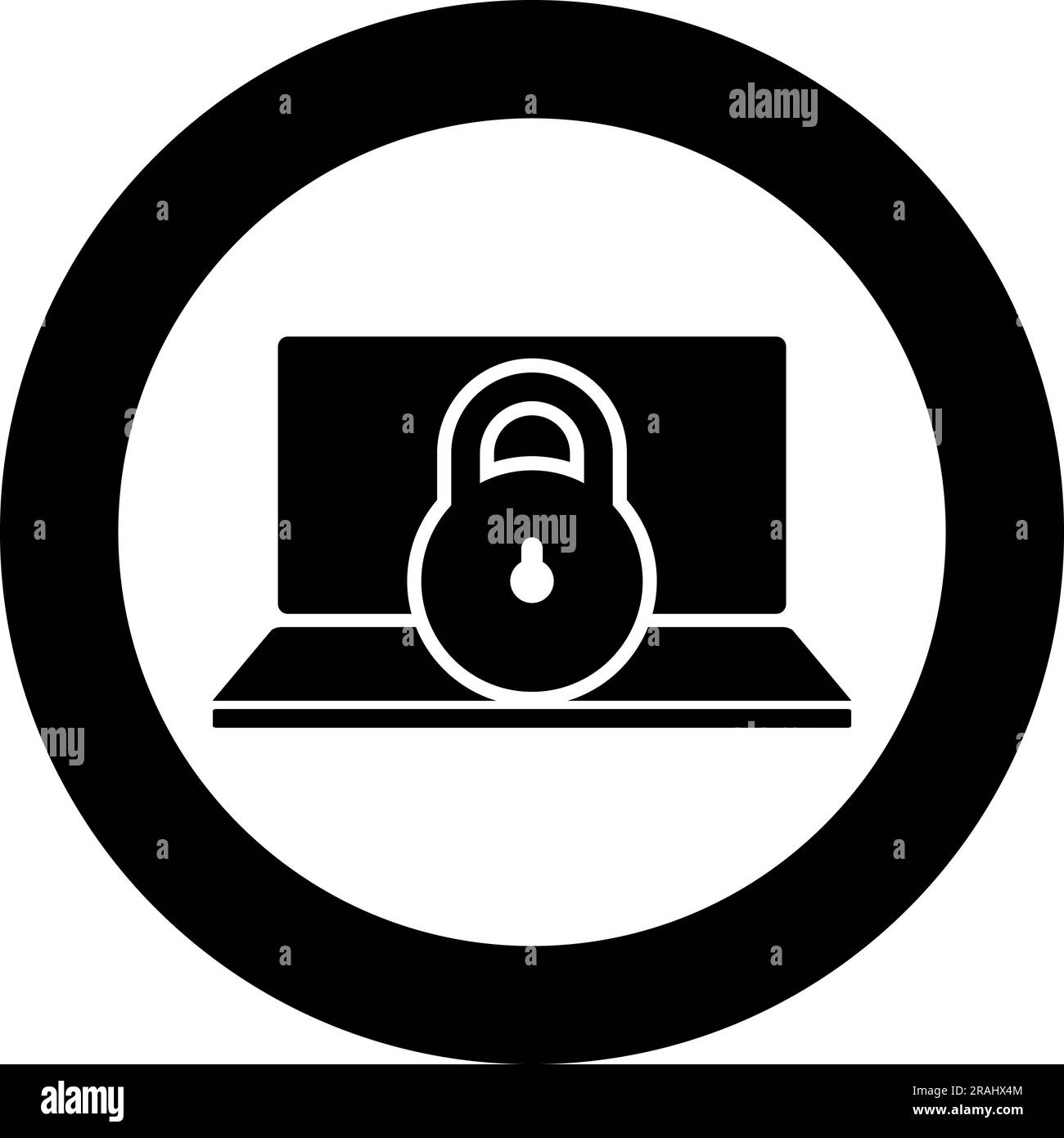 Laptop lock personal data security cyber access concept locked padlock ...