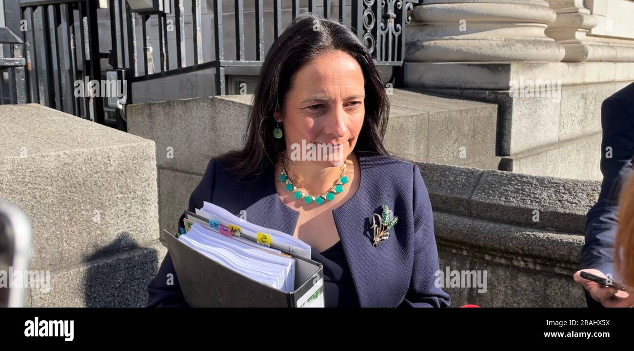 Media Minister Catherine Martin speaking to the media outside ...